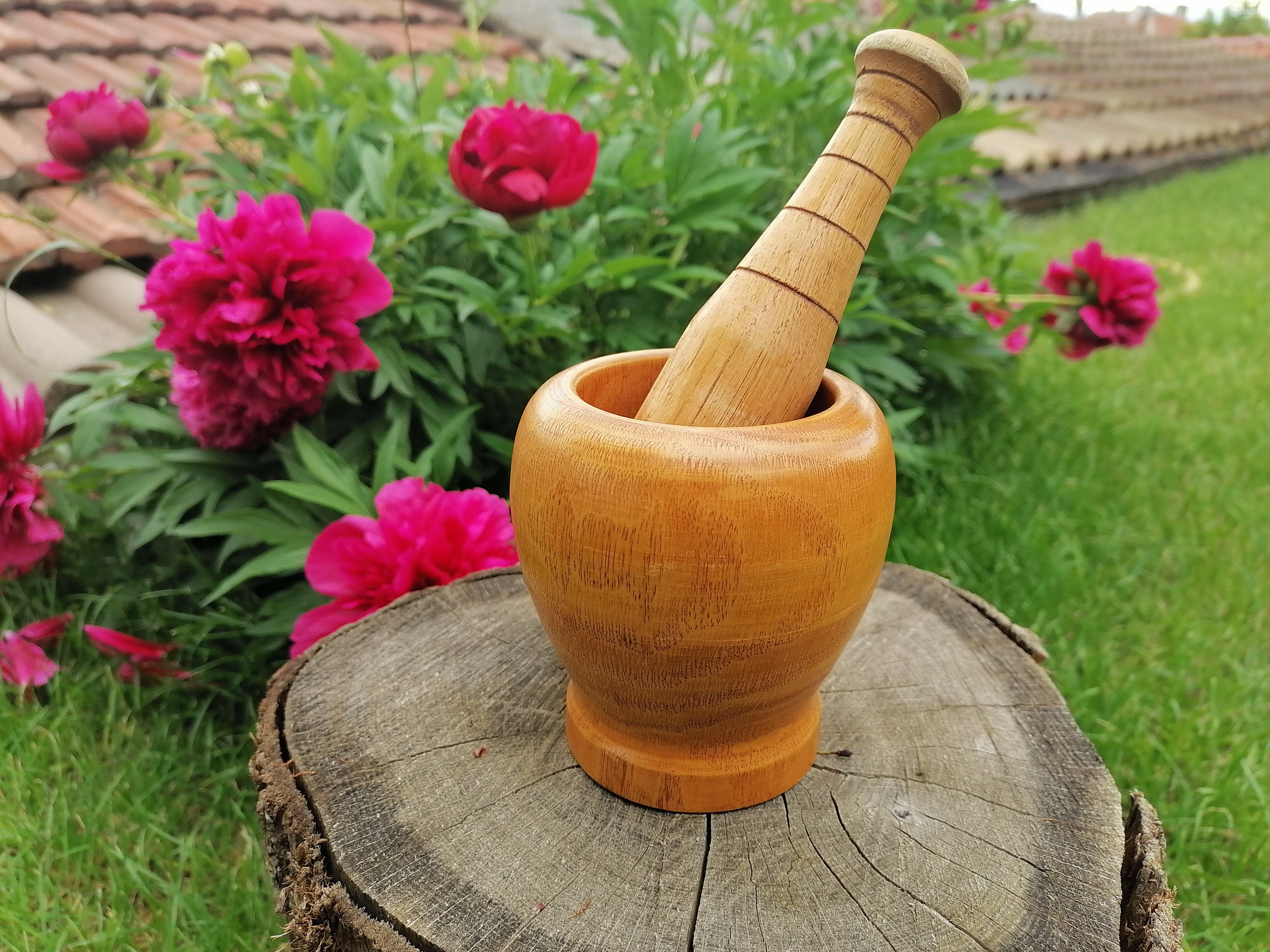 Small Kitchen Appliances Wooden bowl Wood mortar and pestle Vintage mortar & pestle Primitive ...