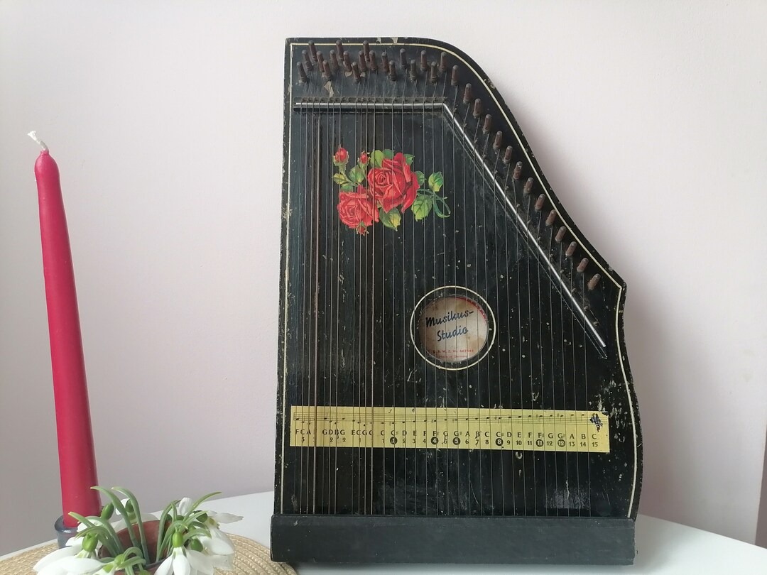 Vintage Zither, German Musical Insrument, 33 Stringes, Stringed Musical ...
