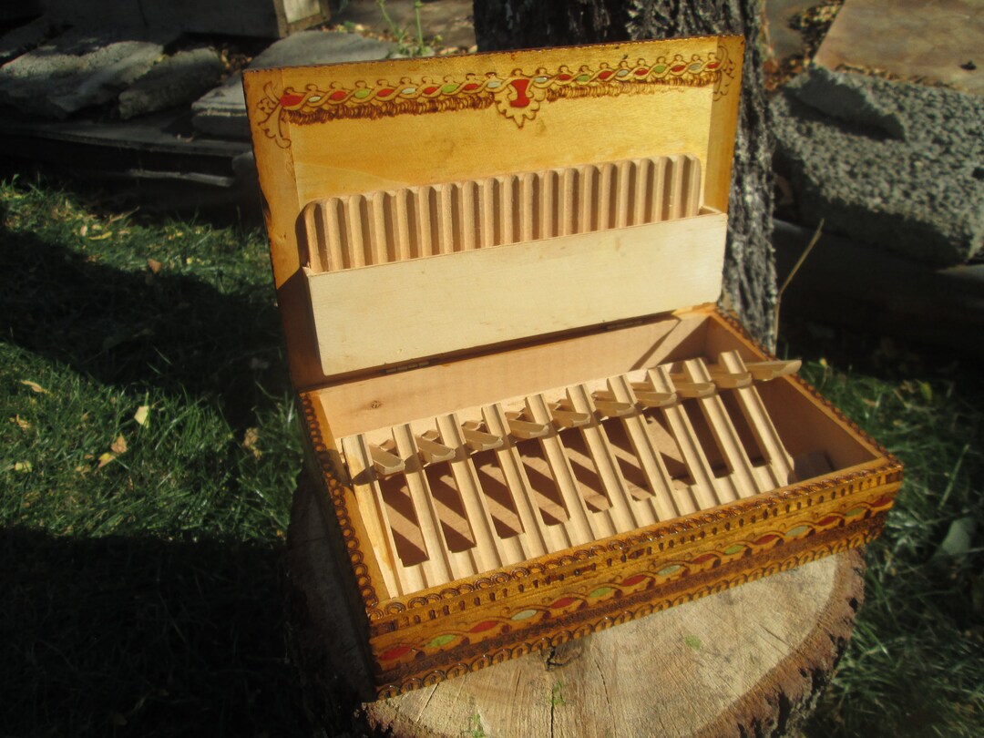 Wooden Cigarette Box, Vintage Cigarette Box, Wood Cigarette Case ...