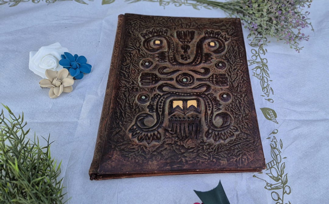Embossed Genuine Leather Folder, Vintage Tooled Book Cover - Etsy