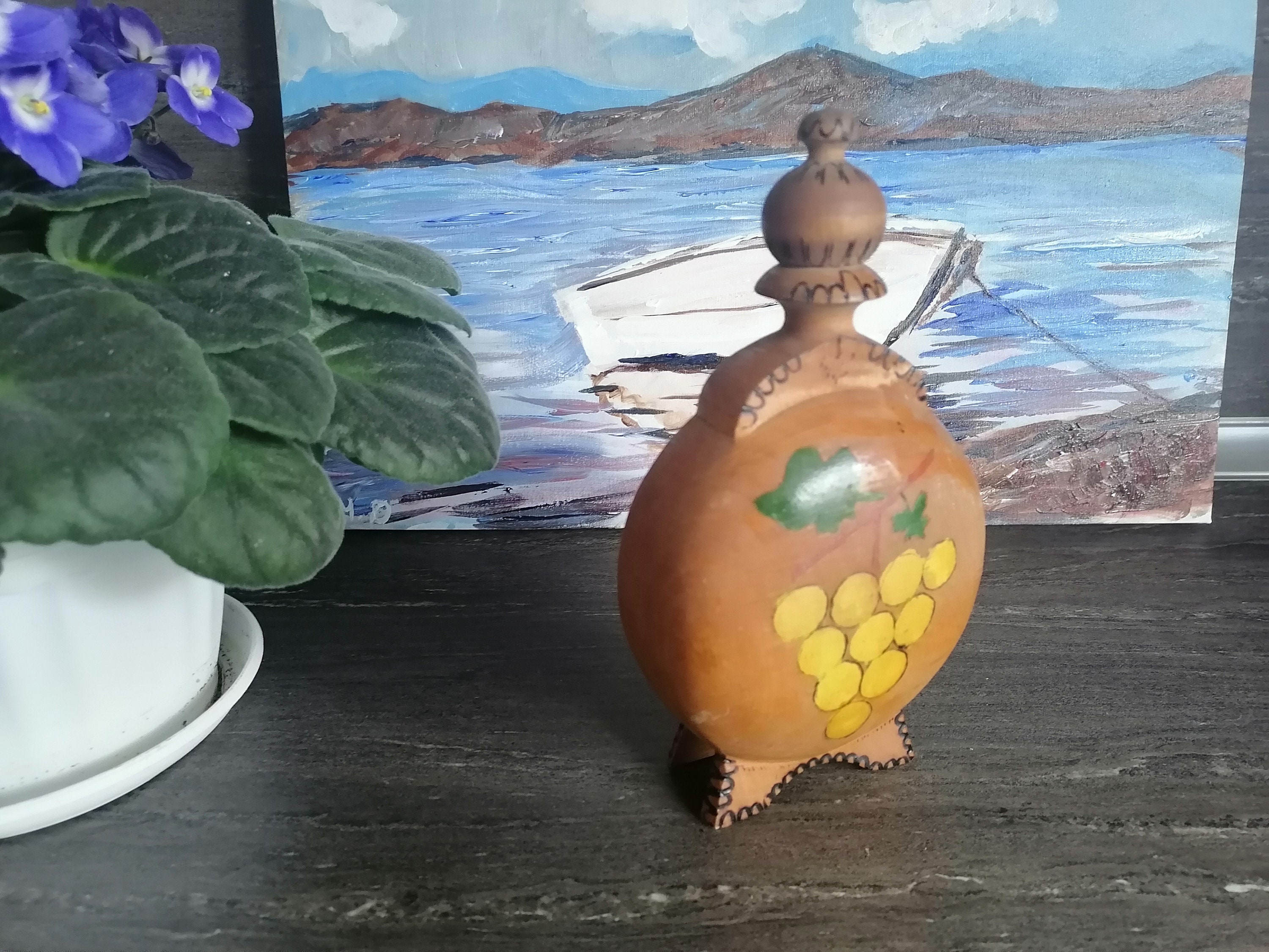 Vintage Wooden Flask Bulgarian Folk Bottle Mini Wooden - Etsy