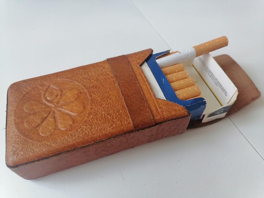 Leather Cigarette Case, Vintage Leather Case, Brown Cigarette Case ...