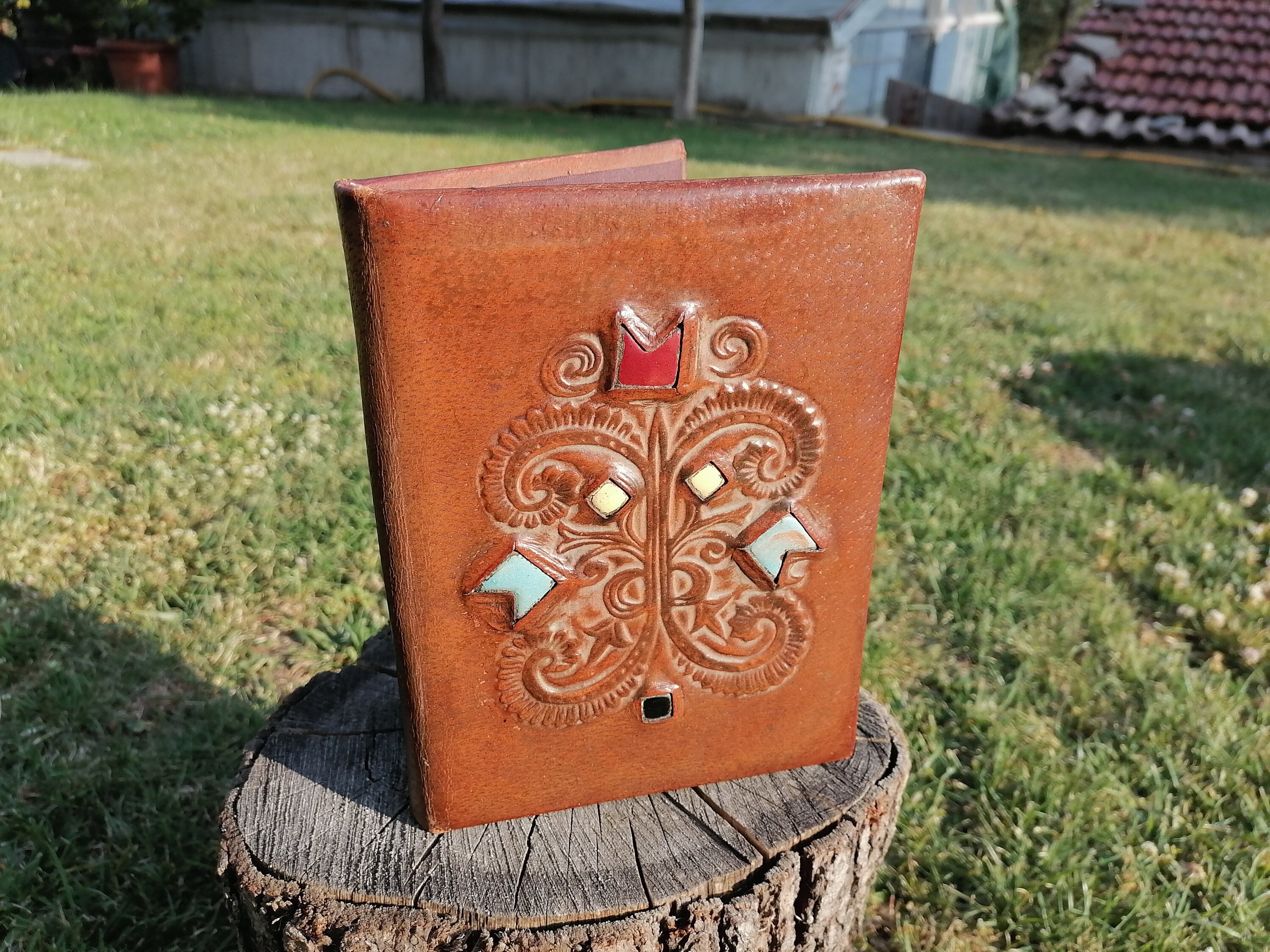 Genuine Leather Folder, Embossed Folder, Small Vintage Folder, Book ...