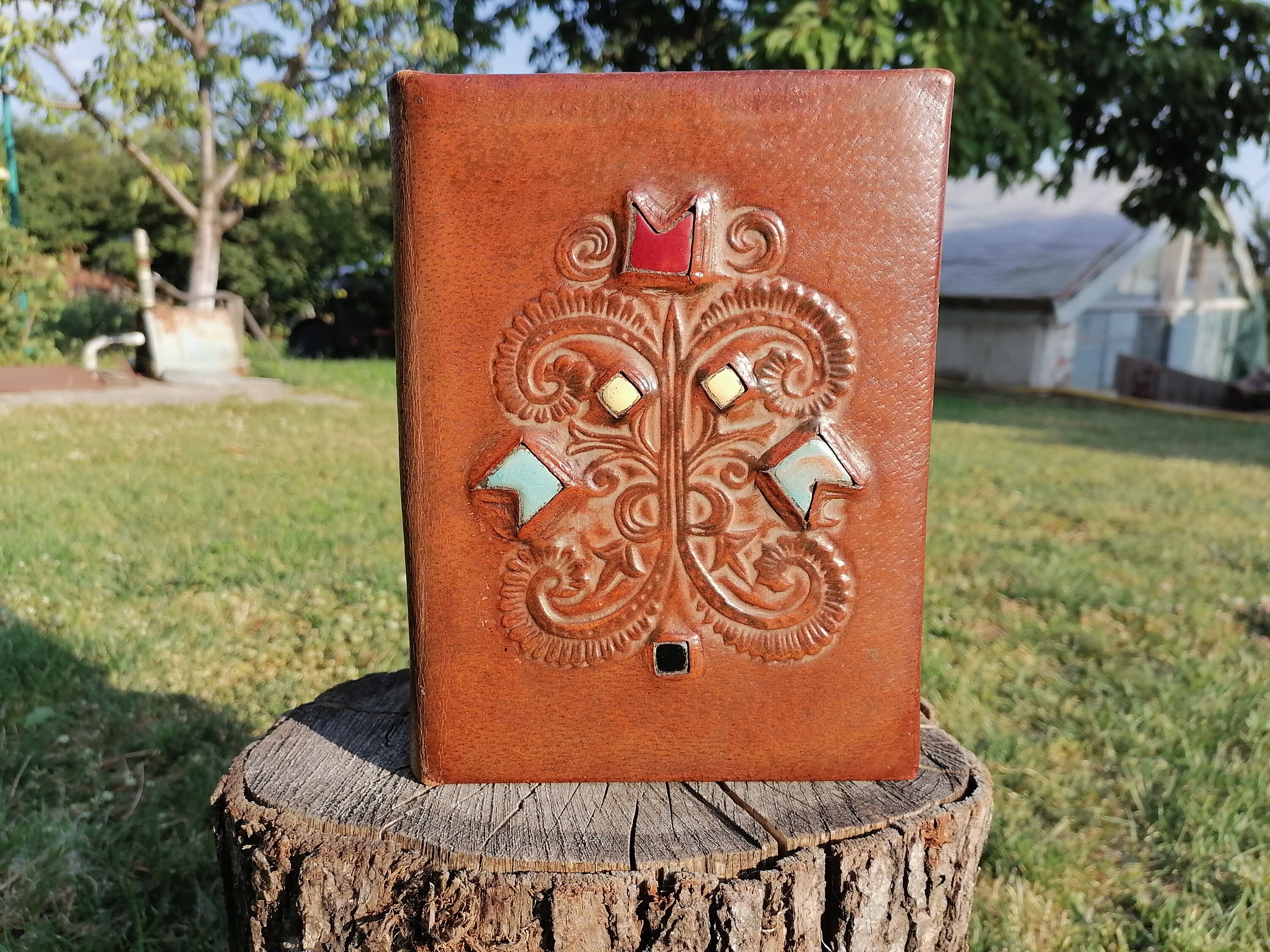 Genuine Leather Folder, Embossed Folder, Small Vintage Folder, Book ...