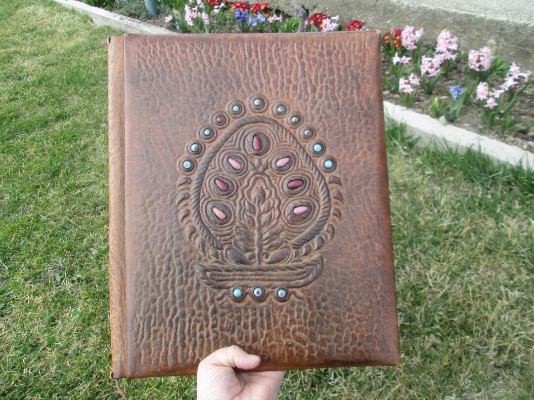 Genuine Leather Folder, Embossed Leather Folder, Vintage Folder, Book ...