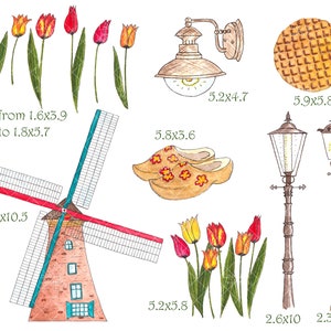 DUTCH LANDSCAPE Watercolor Clipart Set With Windmill, Stroopwafel ...