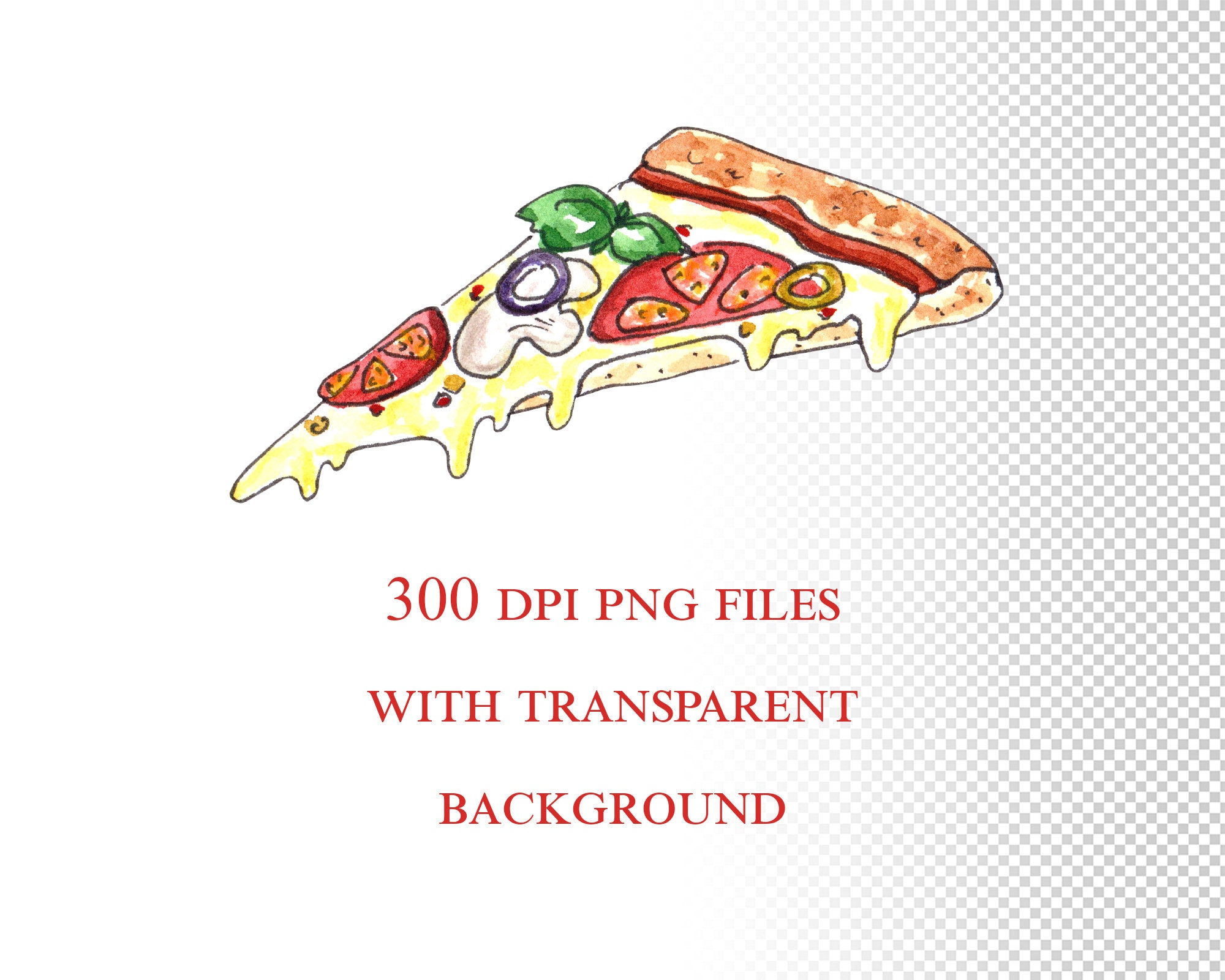 ITALIAN PIZZA Clipart Set With Pizza, Tomatoes, Basil, Olives and More ...