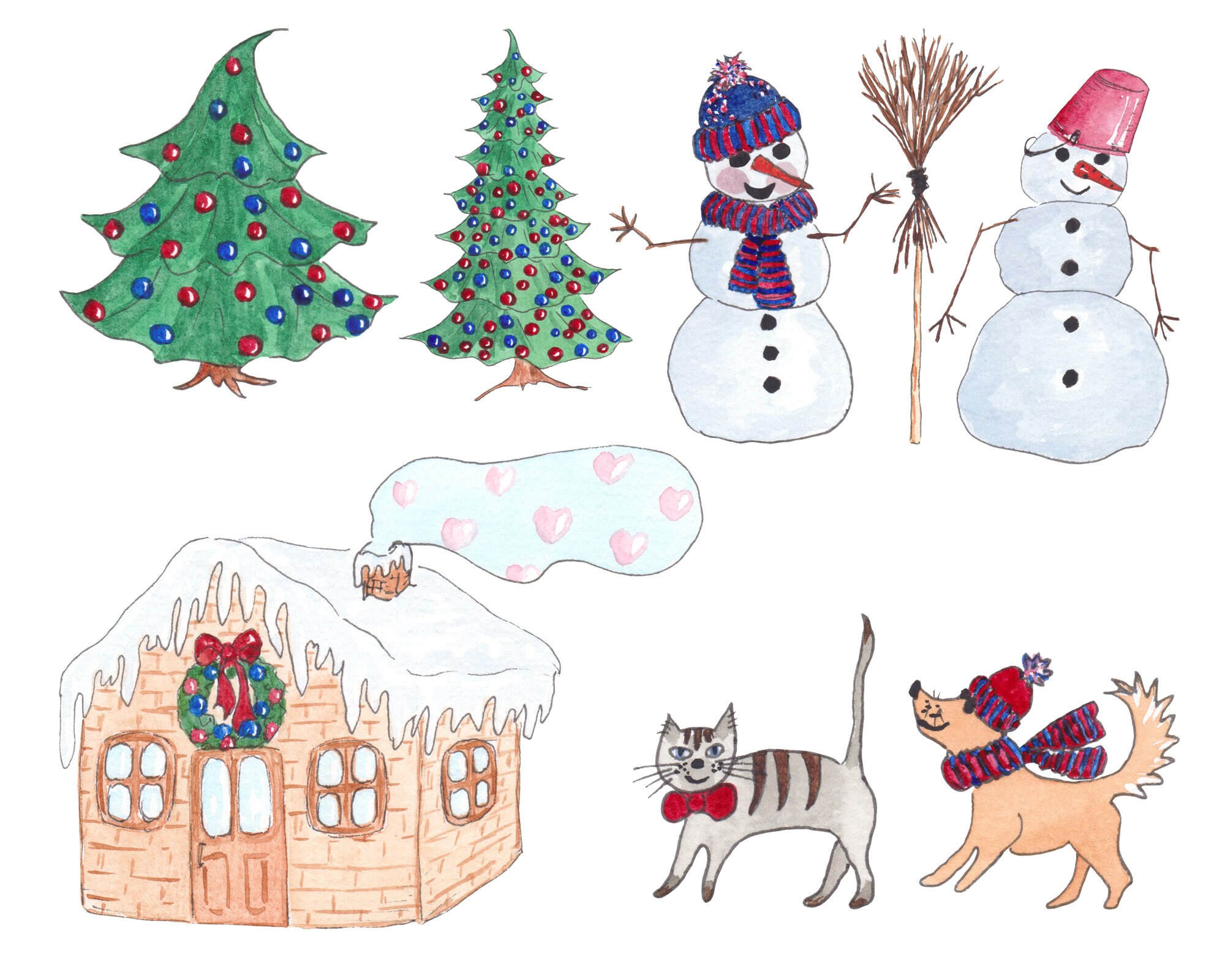 CHRISTMAS Watercolor Clipart Set, Instant Download Files for Winter ...
