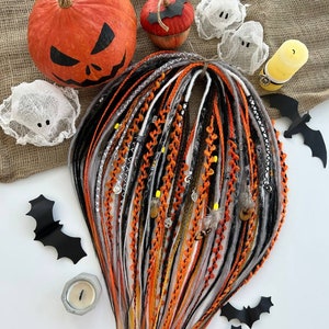 Halloween Synthetic Dreadlocks / Black White Orange Braids / Viking ...