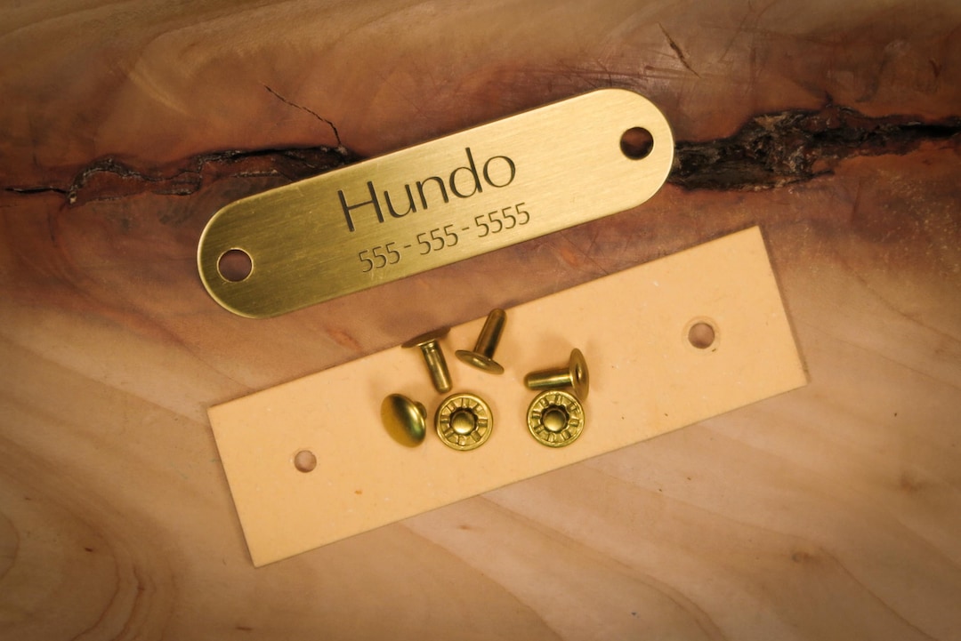 Dog Collar Name Plate - Solid Brass - Custom Engraved - Etsy