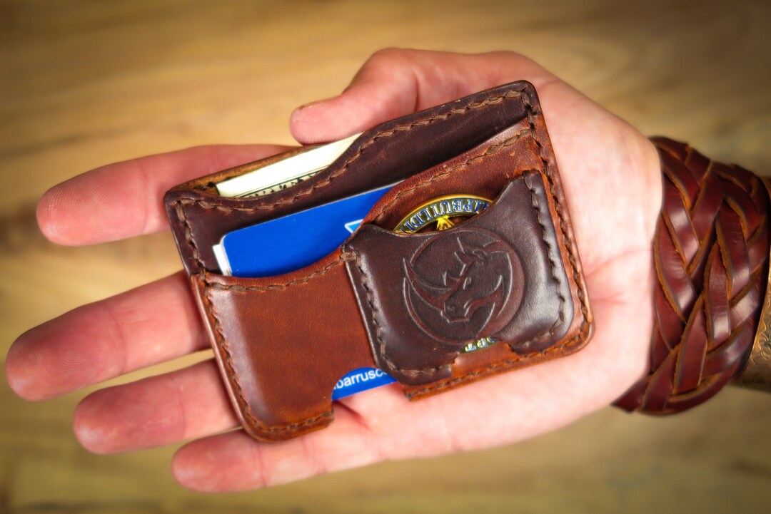 Custom Minimalist Leather Front Pocket Challenge Coin Lewis Wallet - Etsy