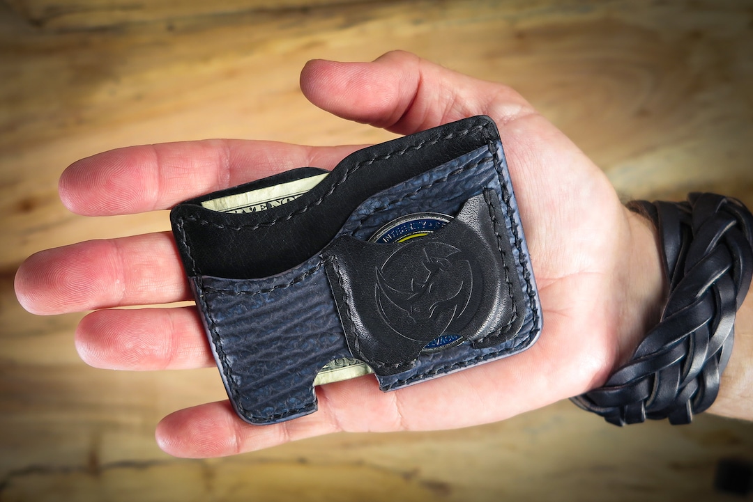 Shark Skin and Horween Leather Minimalist Wallet, Challenge Coin Pouch ...