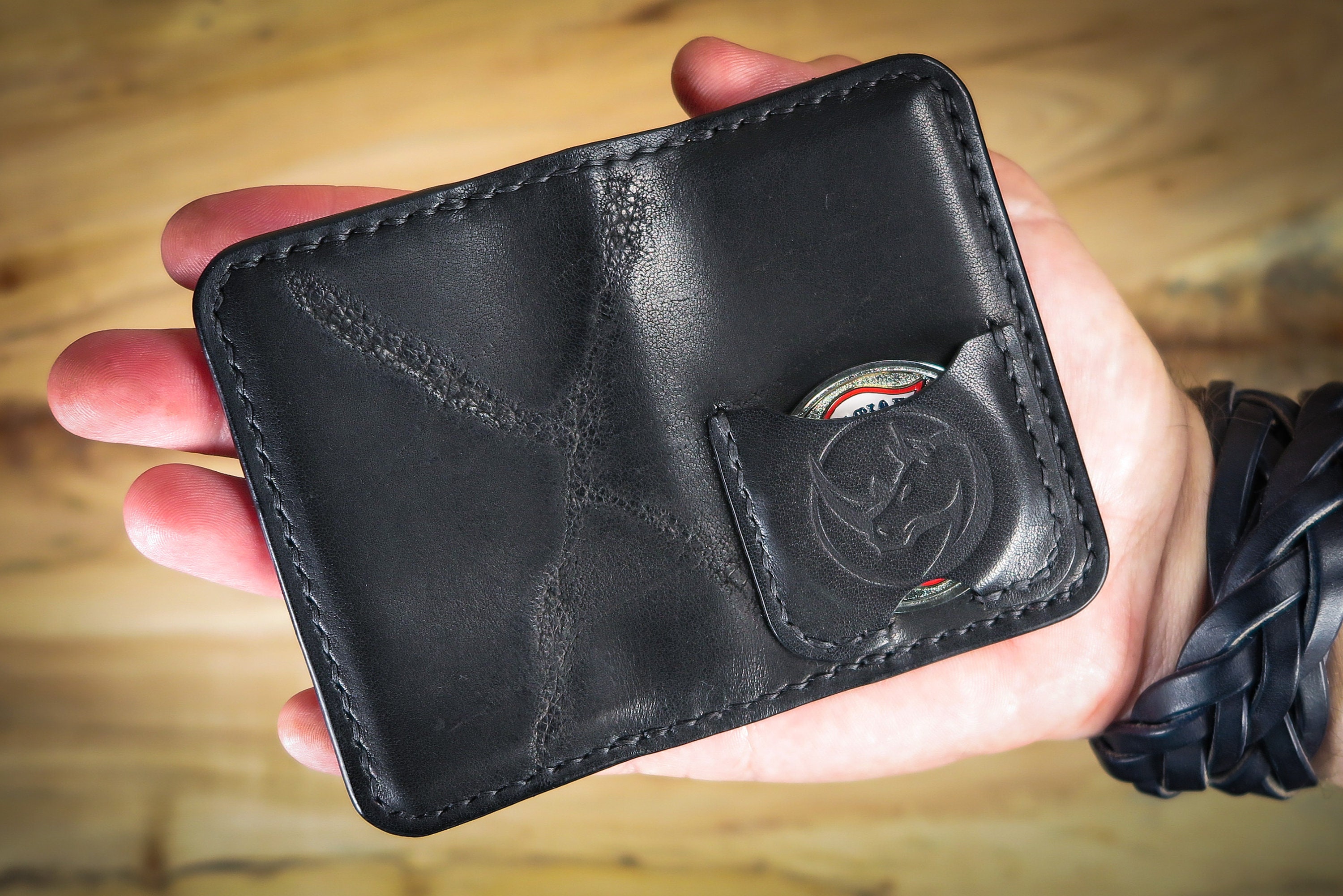 Custom Leather Challenge Coin Business Card Wallet - Etsy