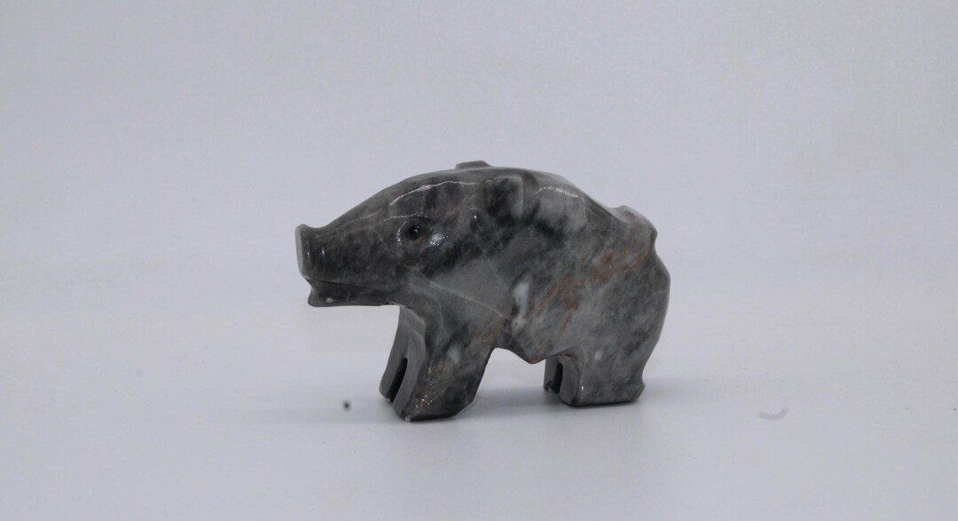 Vintage Pig, Hand Carved Stone Pig Sculpture, Small 2" H Stone Pig ...