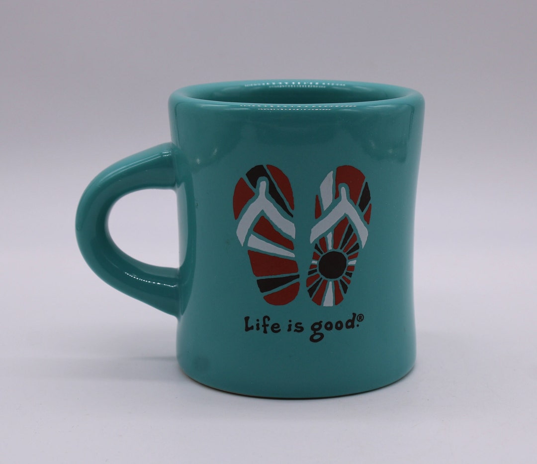 Vintage "life is Good" Mug, Ceramic Turquoise Mug With Flip Flops A ...