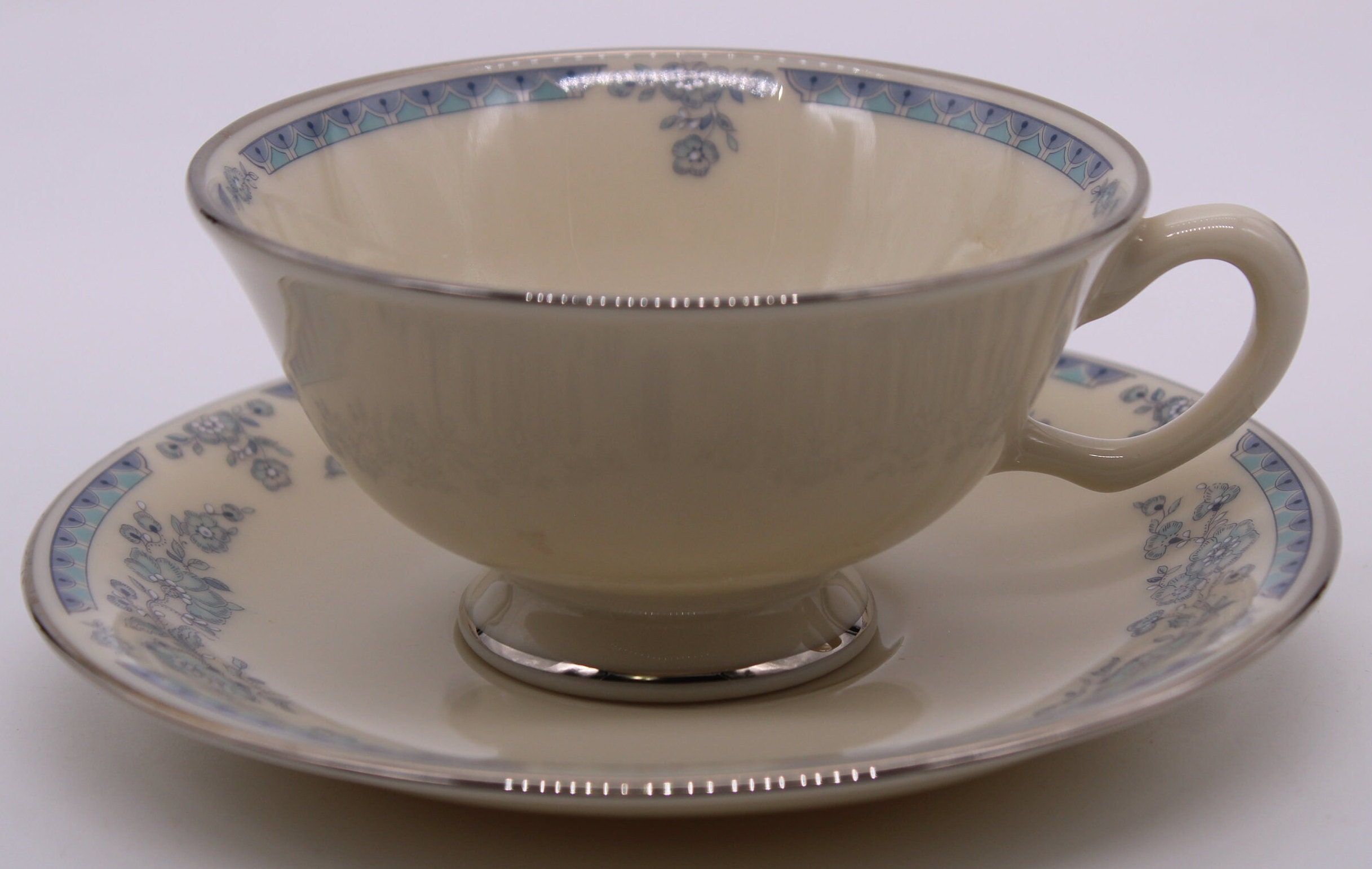 Vintage Lenox Tea Cup and Saucer fanciful Pattern - Etsy