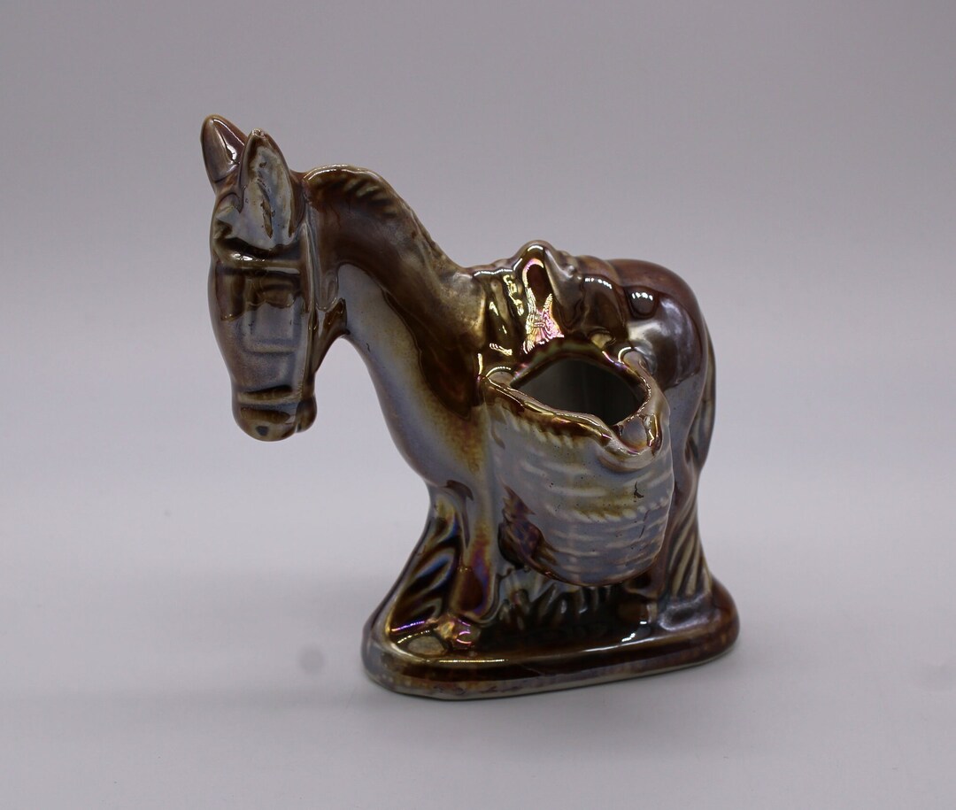 Vintage Donkey Planter, Ceramic Irridescent Glazed Planter for Your ...