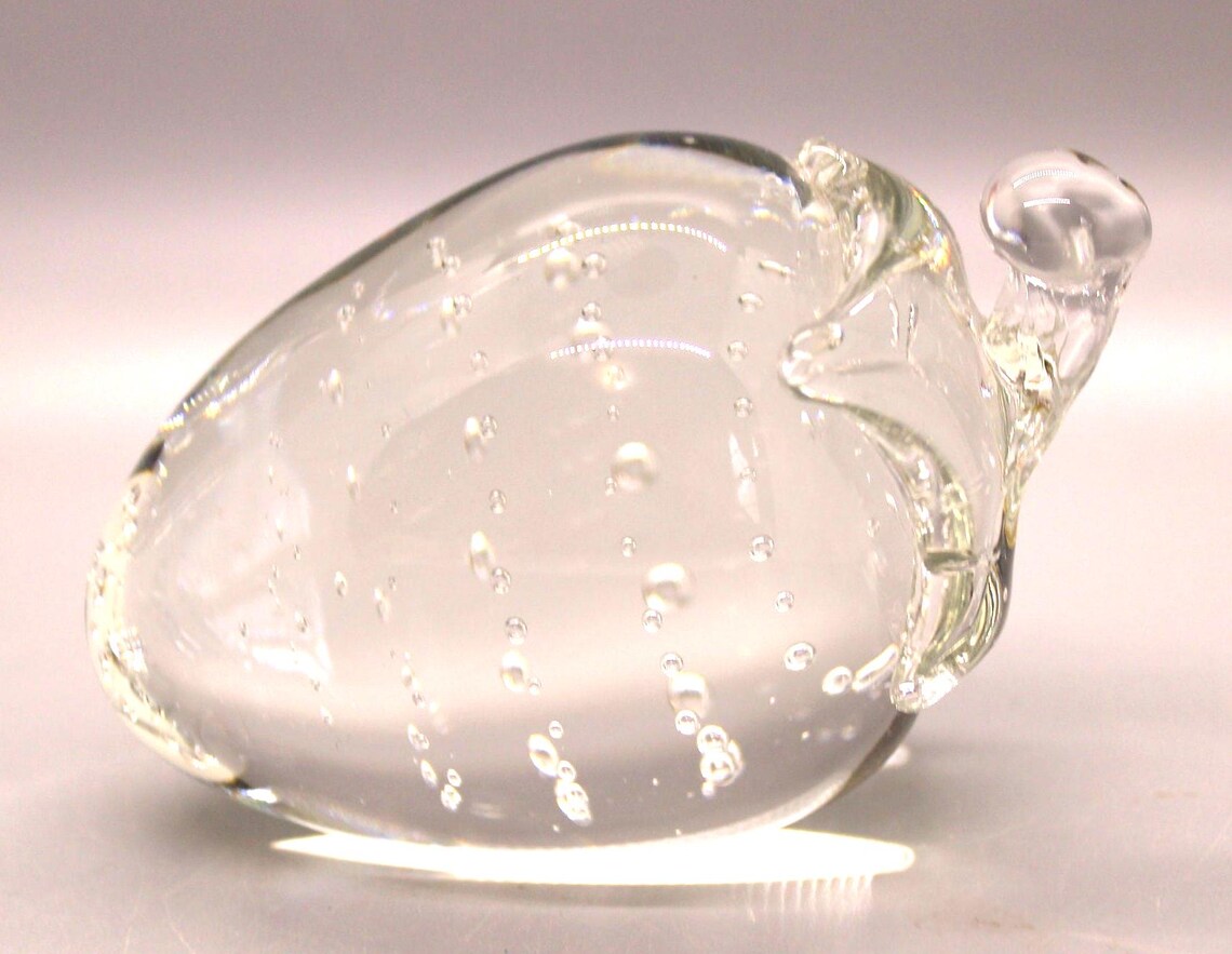 Vintage Glass Paperweight Strawberry, Clear Glass, Controlled Bubbles ...