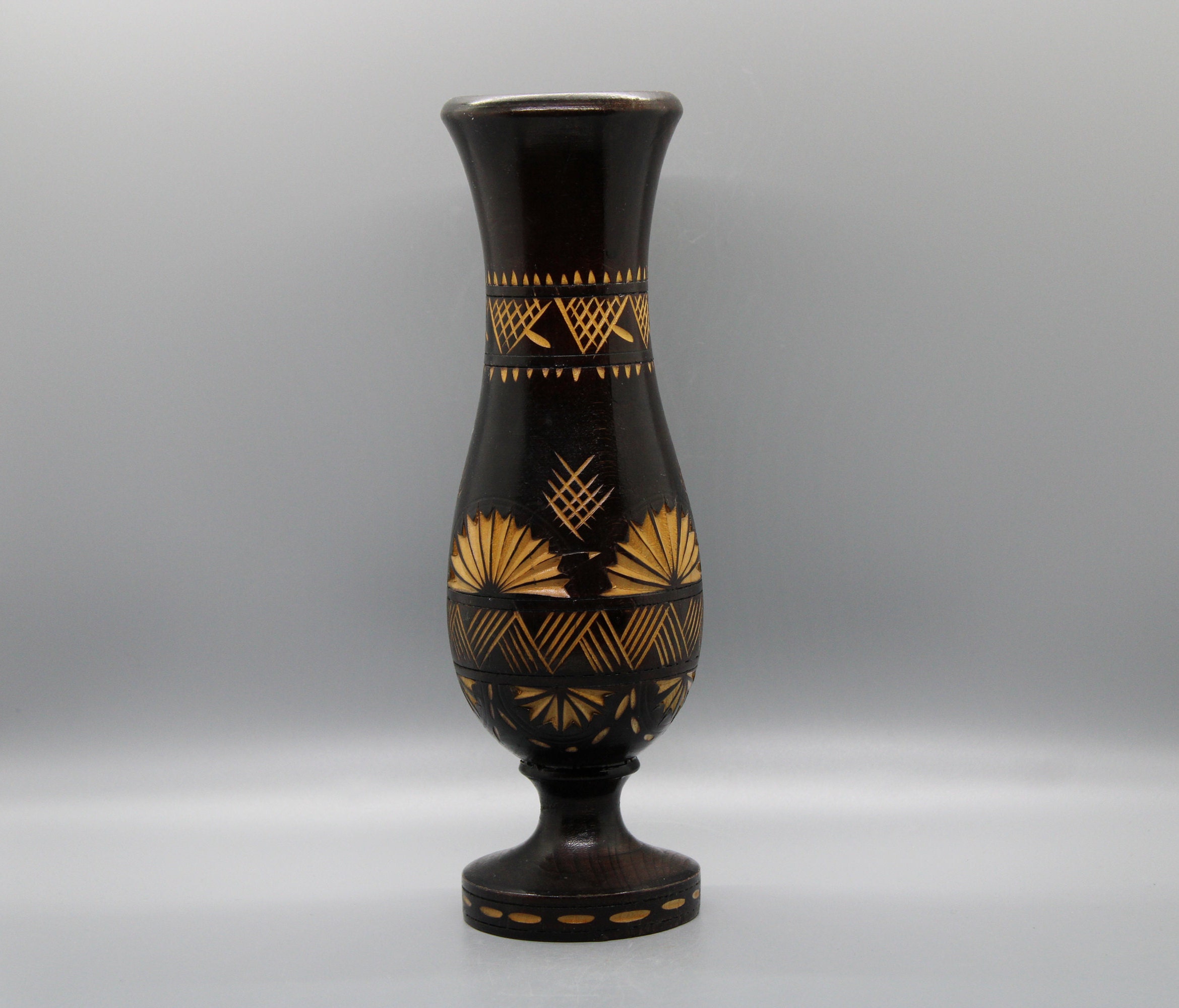 Vintage Artisan Vase Hand Carved Signed Joe Novak Solid Wood - Etsy
