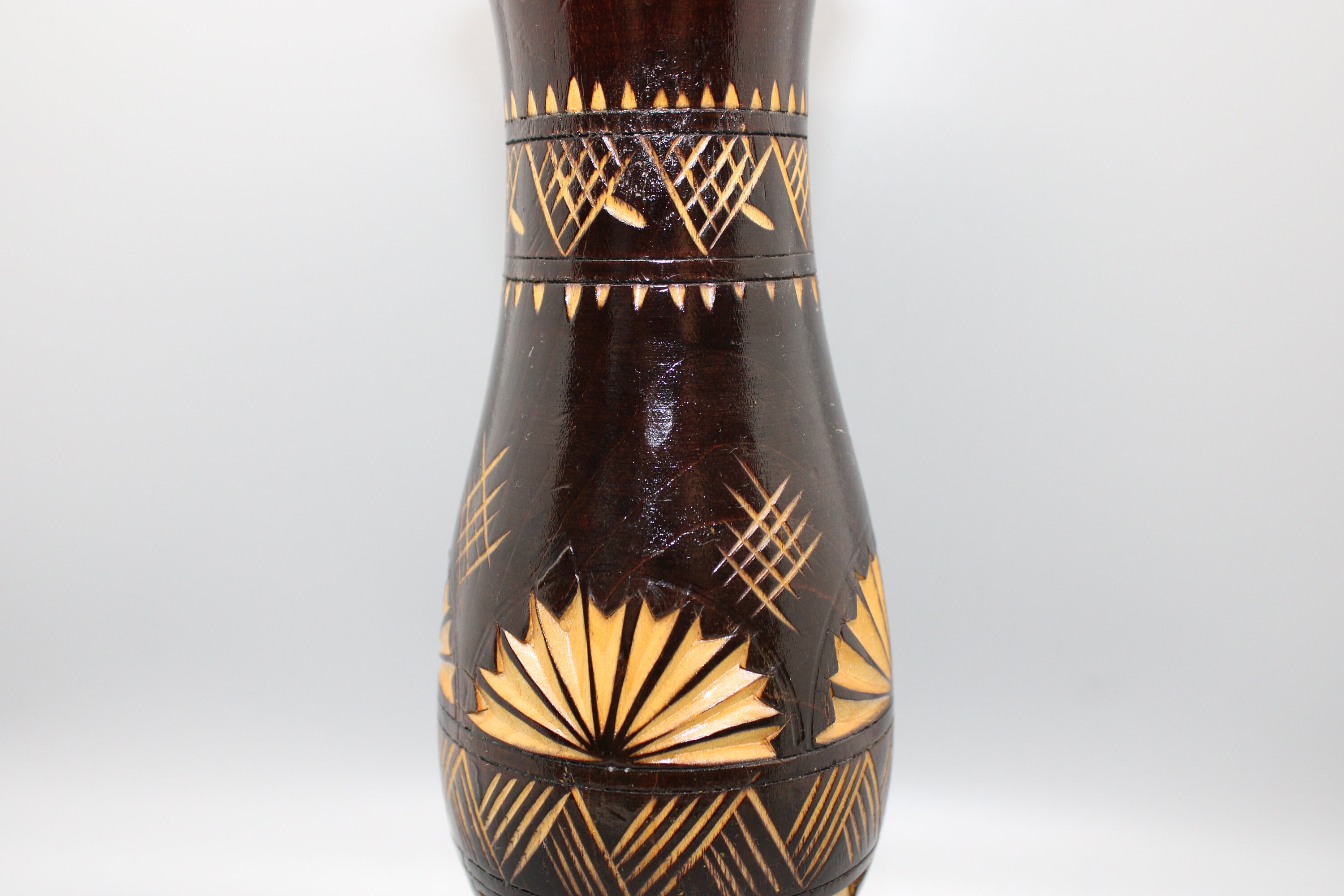 Vintage Artisan Vase Hand Carved Signed Joe Novak Solid Wood - Etsy