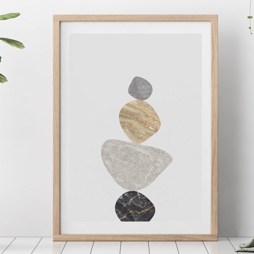 Balance Rocks Downloadable Print Blue and Grey Stacked Stones | Etsy