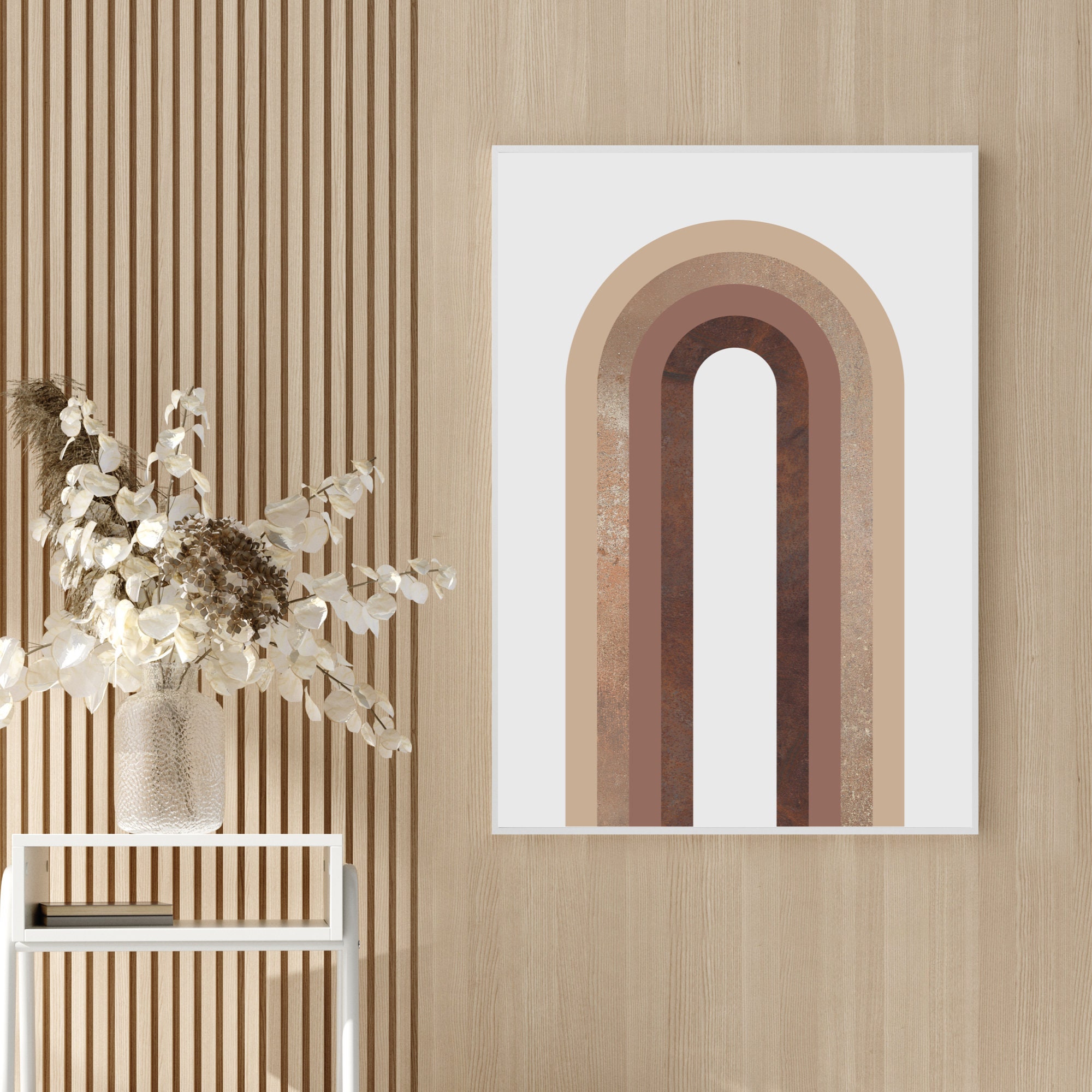 Minimal Rainbow Wall Art, Downloadable Terracotta Geometric Poster ...