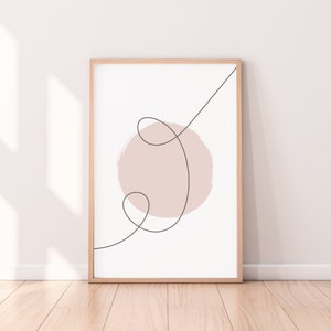 Dusky Pink Abstract Line Art, Scandinavian Printable Wall Art ...
