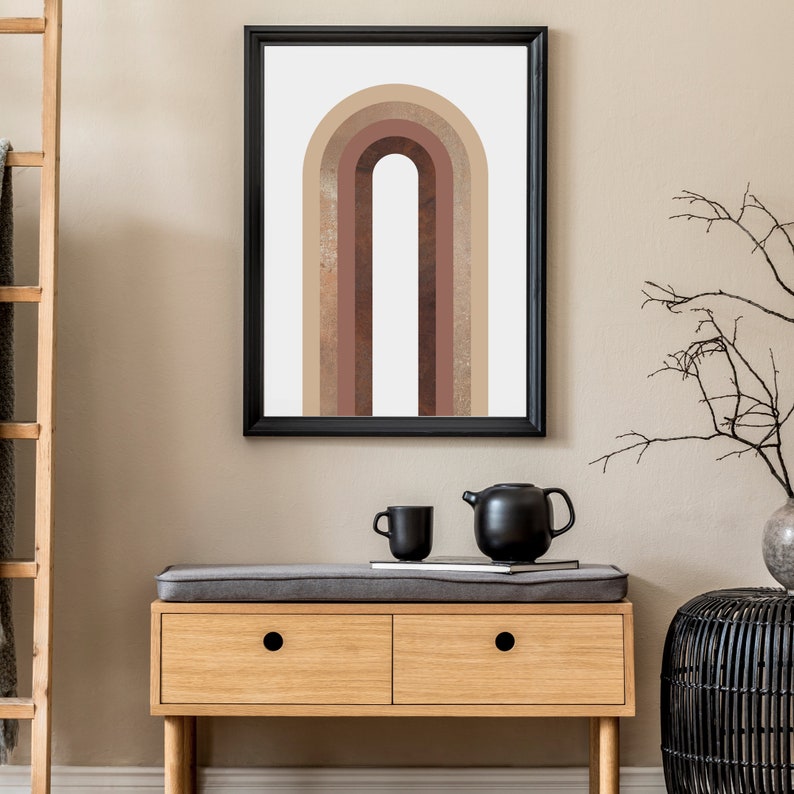 Minimal Rainbow Wall Art, Downloadable Terracotta Geometric Poster ...