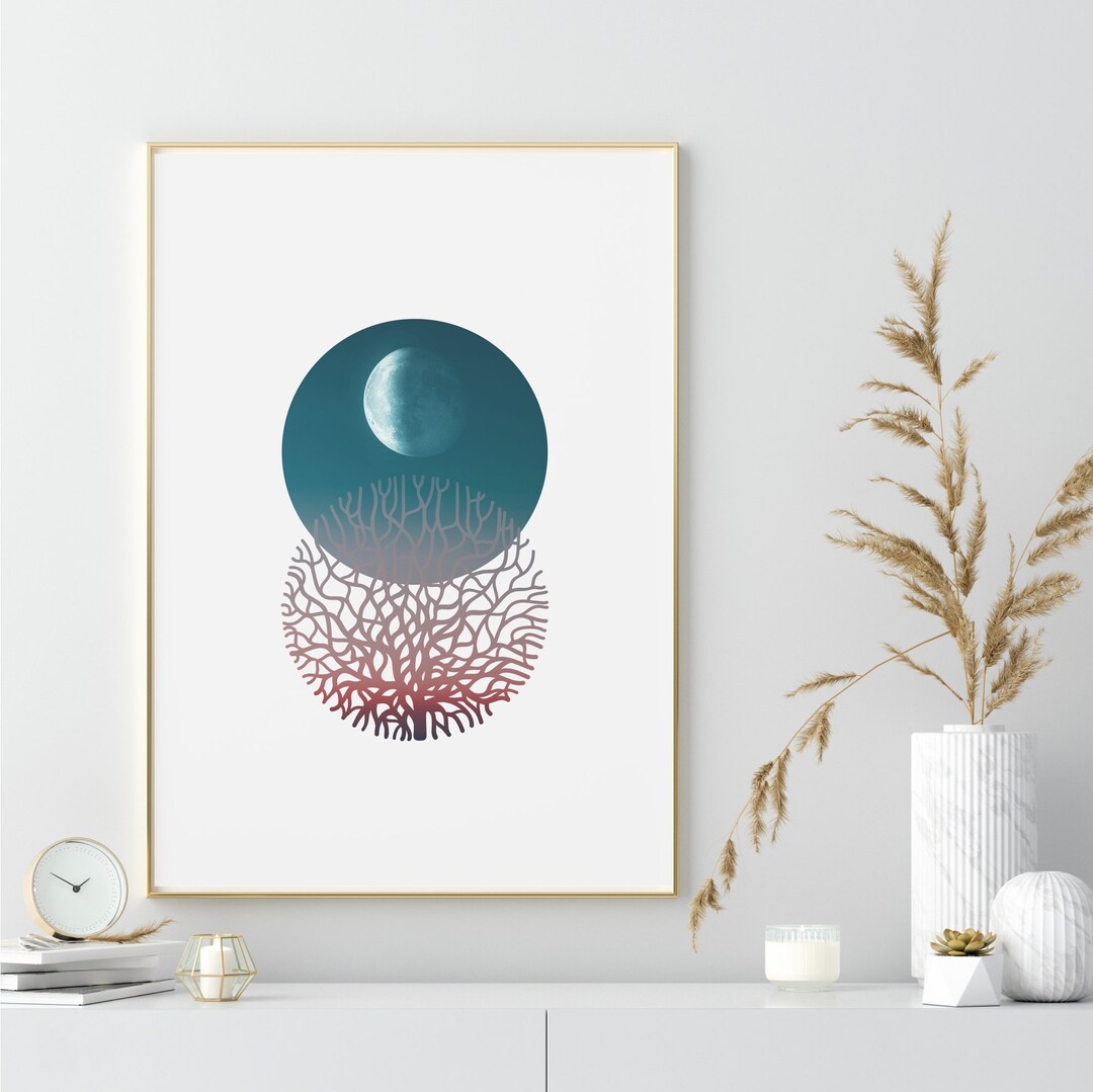 Crescent Moon Printable Art, Moonlight Printable Art, Moon Print, Chic ...