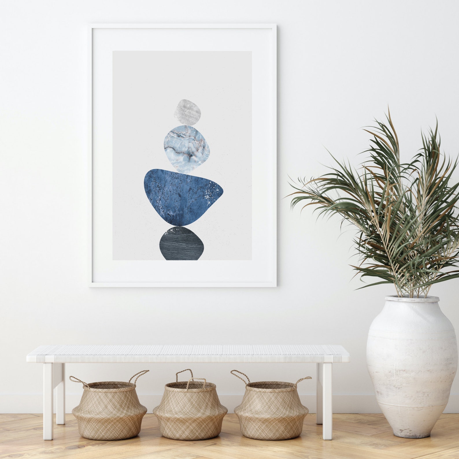 Balance Rocks Downloadable Print, Blue and Grey Stacked Stones Wall Art ...