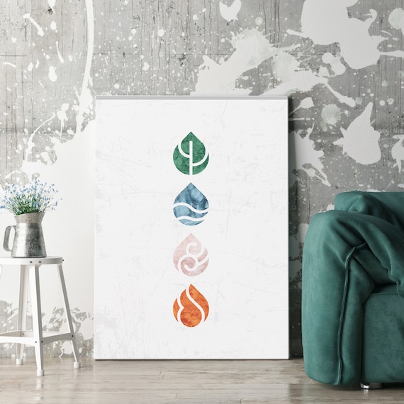 Four Elements Printable Art Earth Water Air Fire Signs 4 - Etsy