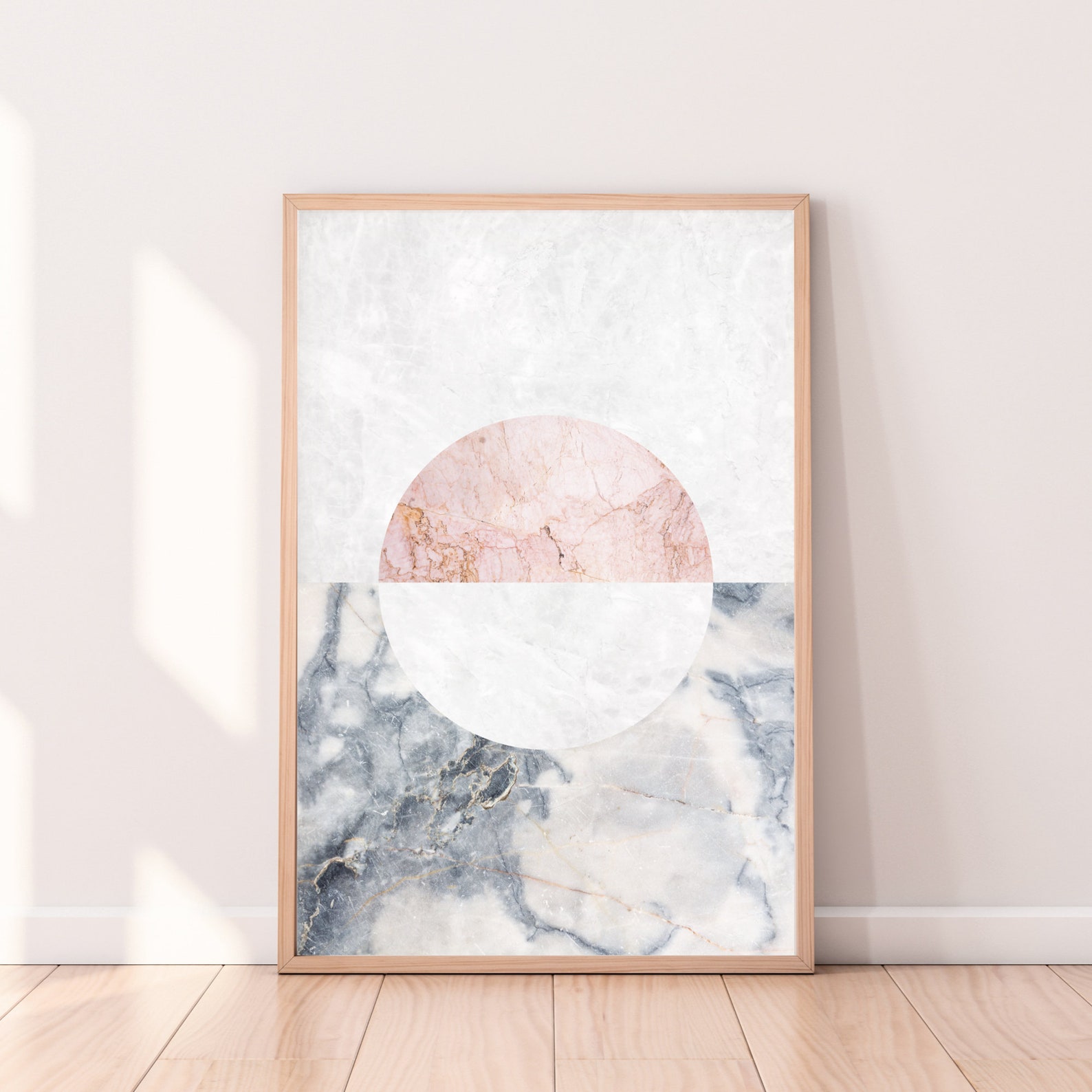 Blush Pink Geometric Print, Art Deco Printable Art, Glam White and Blue ...