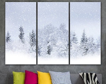 Tree in Snow Wall Art Canvas Forest Decor Trees Poster Frozen | Etsy