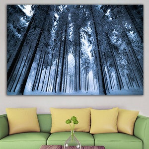 Tree in Snow Wall Art Canvas Forest Decor Trees Poster Frozen Landscape ...