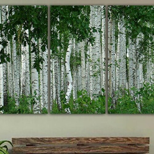 Tree Birch Tree Forest Canvas Print Wall Art 3 Panel Split - Etsy
