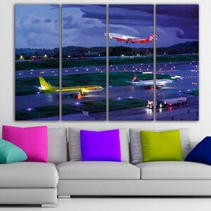 Airport Canvas Aviation Gift Runway Wall Art Travel Large Art Aircraft ...
