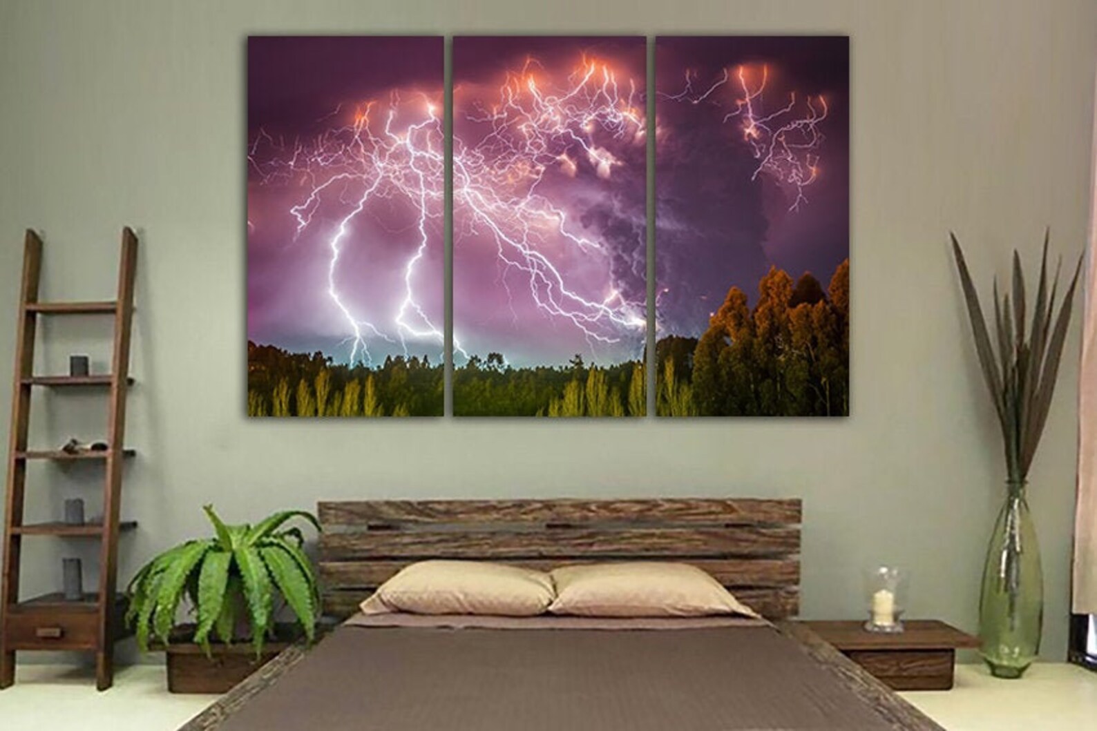 Eruption Wall Art Lightning Bolt Volcano Canvas Forest Wall Decor ...
