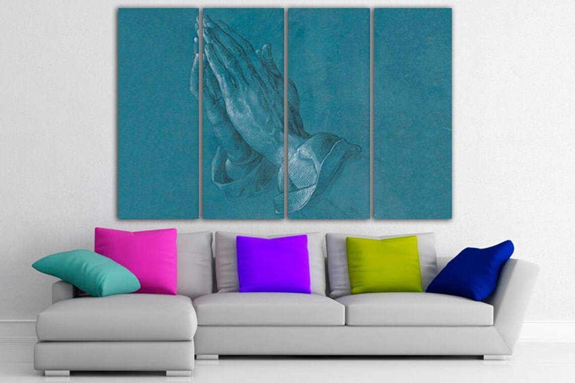 Praying Hands Art Print on Canvas Religious Gift Hand Drawing | Etsy