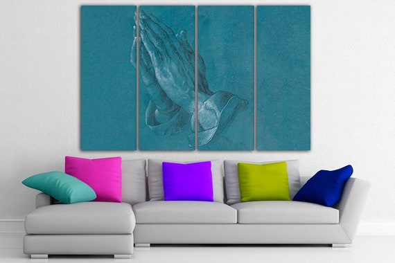 Praying Hands Art Print on Canvas Religious Gift Hand Drawing | Etsy