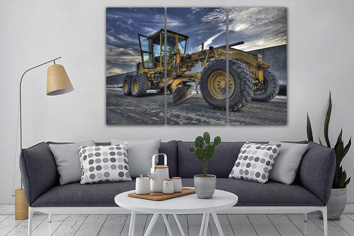 Road Grader Canvas Heavy Equipment Art Construction Prints Boys Room ...