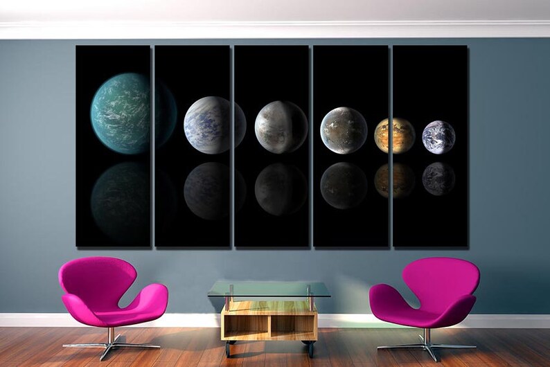 Solar System Art Planet Canvas Space Wall Art Mercury Print Earth ...