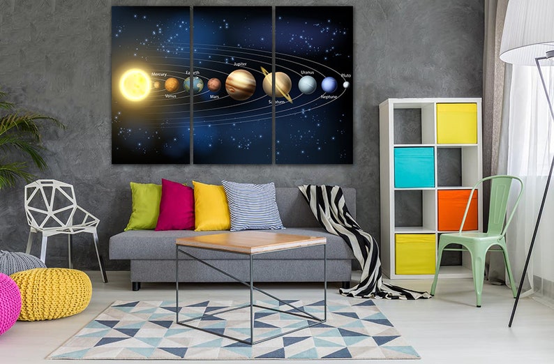 Solar System Art Planet Canvas Space Wall Art Mercury Print - Etsy