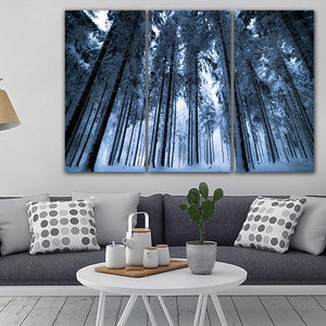 Tree in Snow Wall Art Canvas Forest Decor Trees Poster Frozen Landscape ...