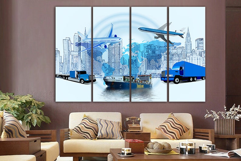 Logistics Canvas Transportation Art Packaging Print Distribution Décor ...