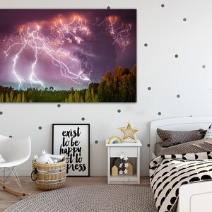 Eruption Wall Art Lightning Bolt Volcano Canvas Forest Wall Decor ...