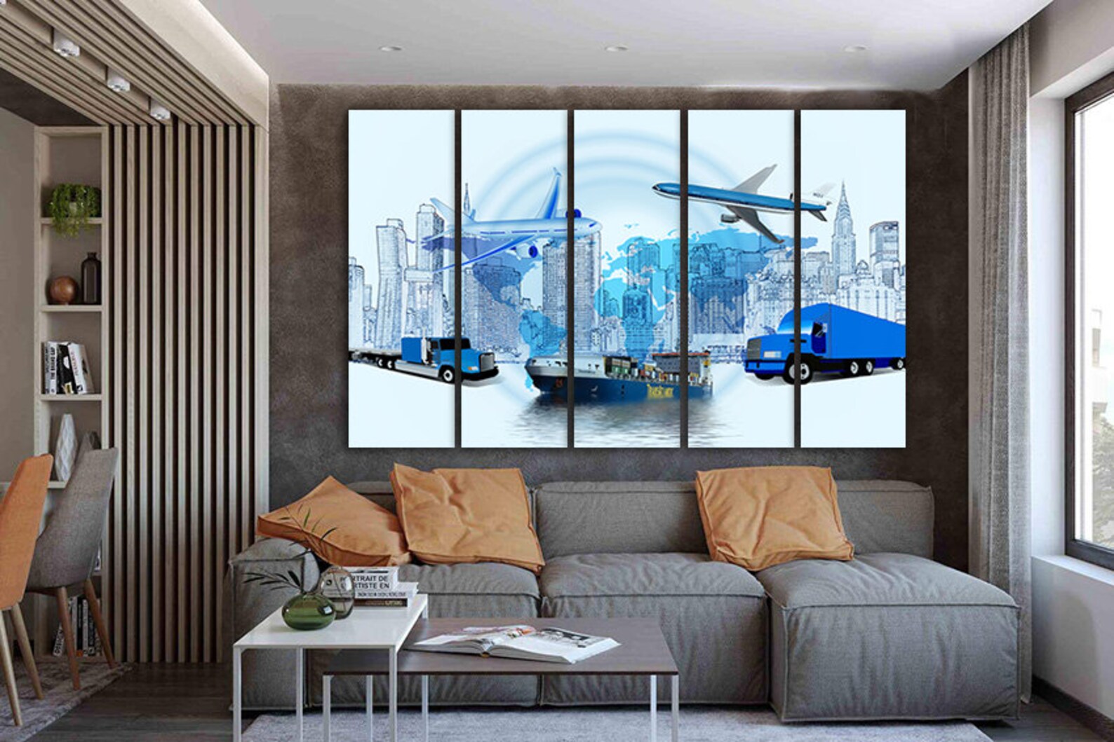 Logistics Canvas Transportation Art Packaging Print Distribution Décor ...