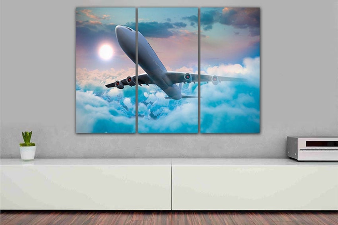Plane Canvas Airliner Wall Art Aircraft Décor Airplane Art Flying ...