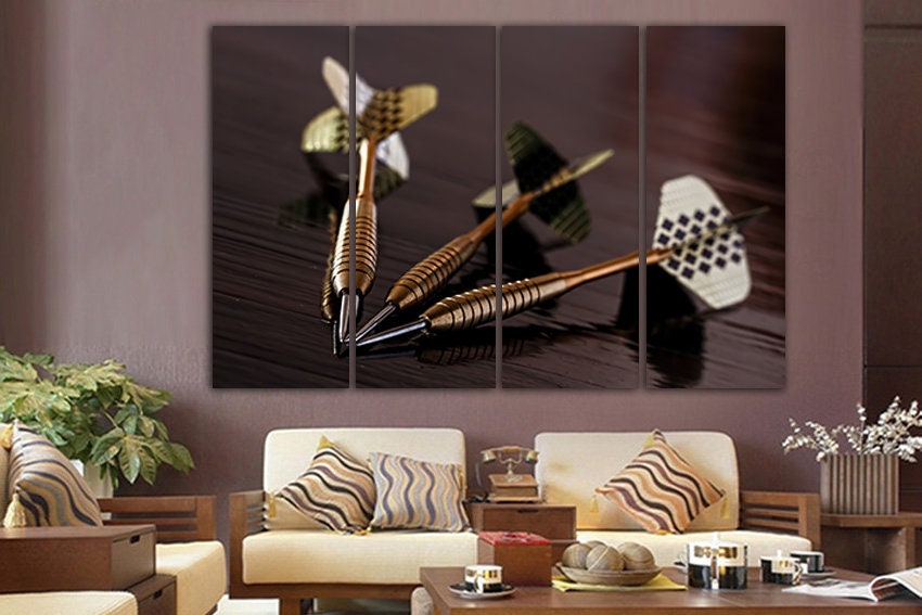 Darts Canvas Game Wall Decor Target Wall Art Dart Print Game Room Art ...