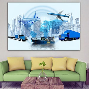 Logistics Canvas Transportation Art Packaging Print Distribution Décor ...