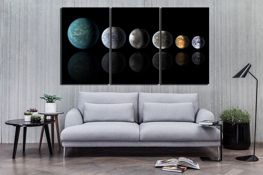 Solar System Art Planet Canvas Space Wall Art Mercury Print Earth ...